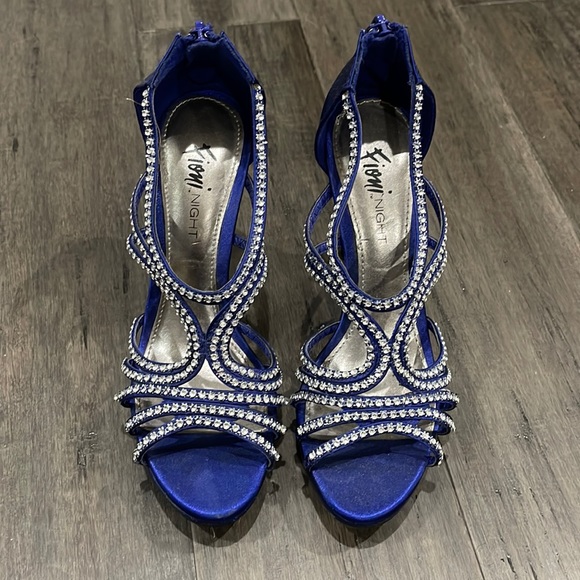 FIONI Clothing | Shoes | Royal Blue Rhinestone Heels | Poshmark
